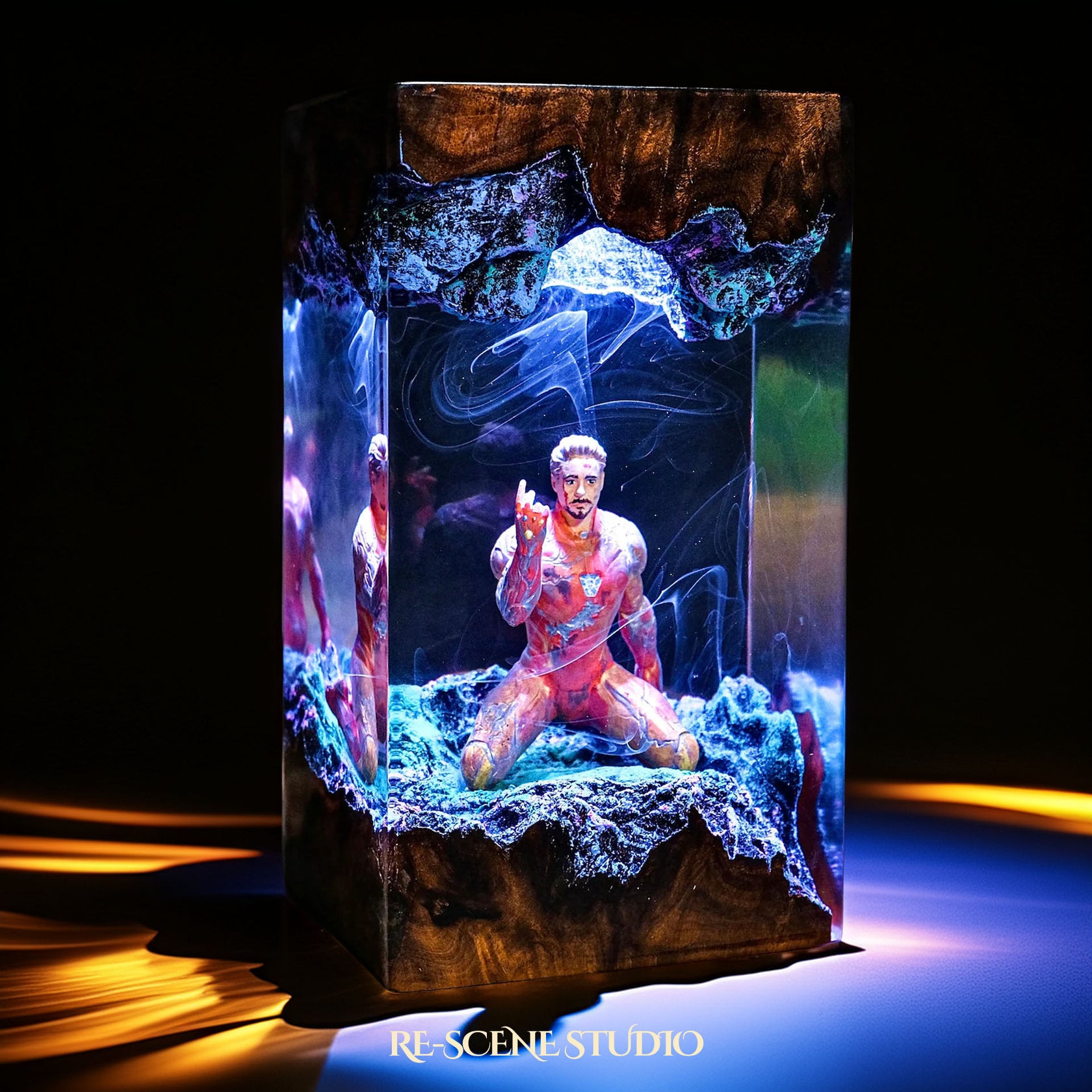 Premium Crimson Armor Hero Resin Lamp — Artisan Epoxy Resin LED Decor ...