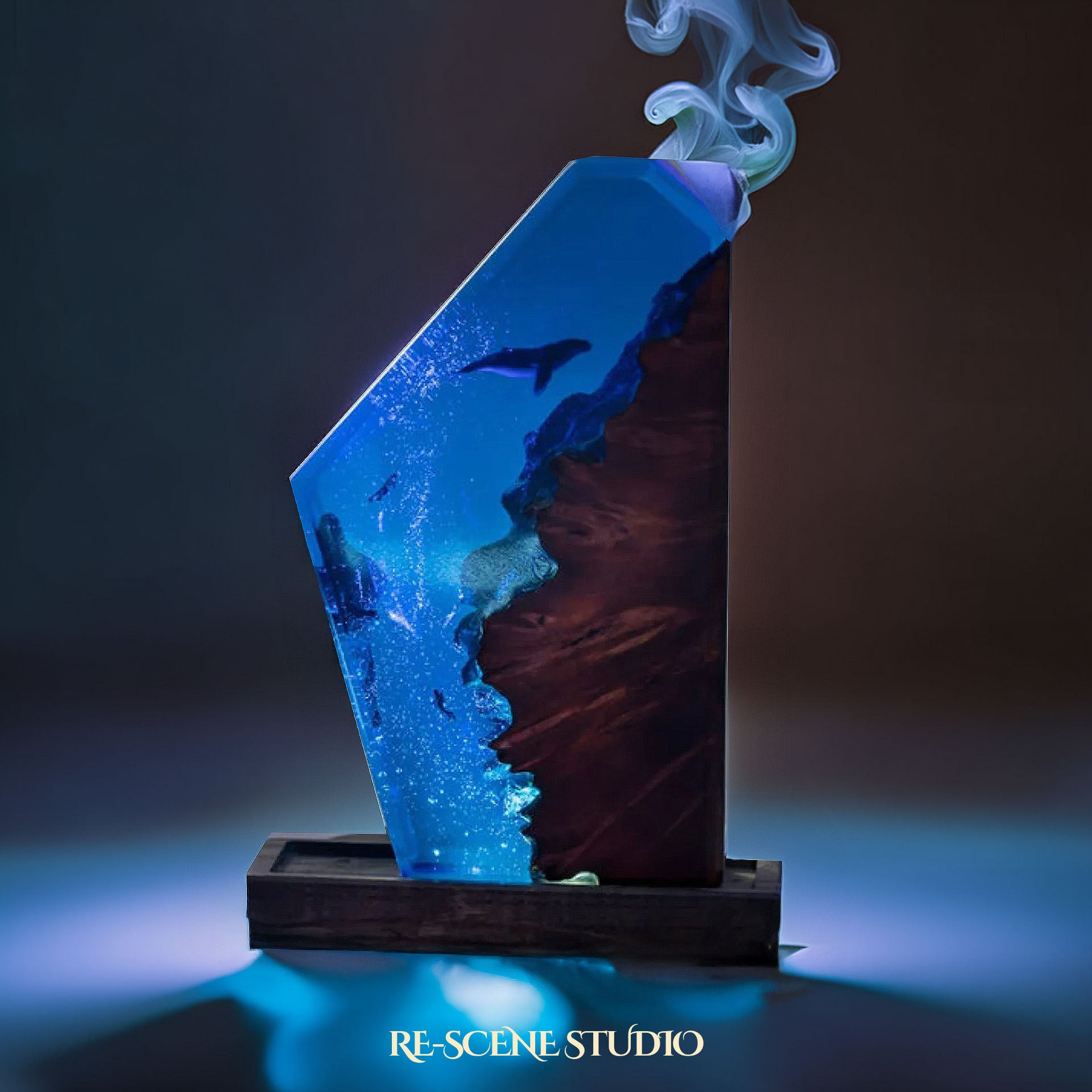 Ocean Guardian Resin Epoxy Lamp – Handcrafted Deep Sea LED Light ...